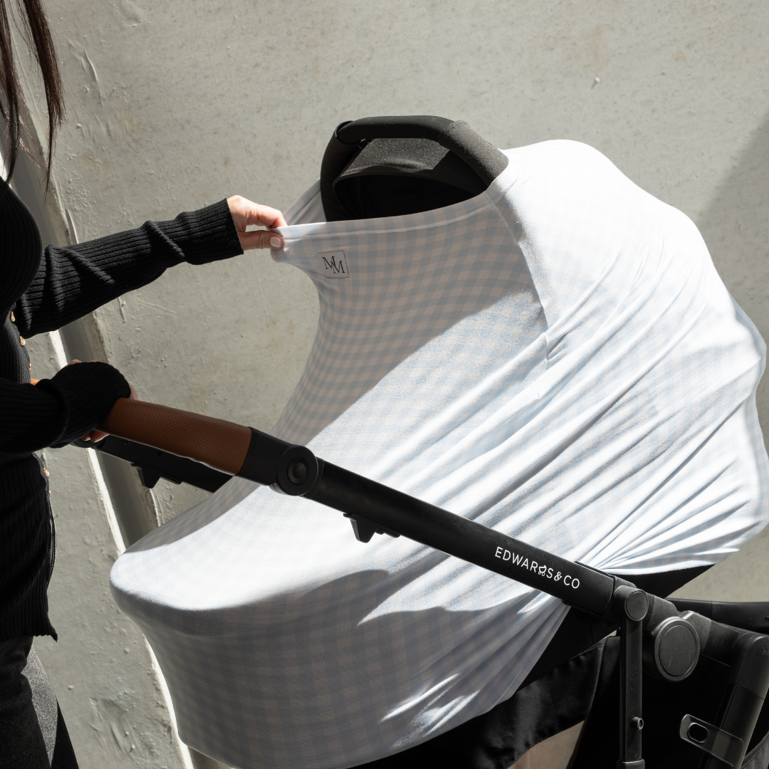 MODERN MINI Blue Gingham Multi-Use Cover – Little Bambinos NZ